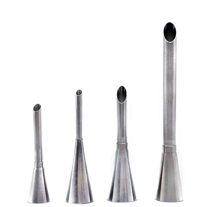 シュークリーム用 口金 4個セット ステンレス シュークリーム 絞り口金 製菓用品材質：ステンレスサイズ：画像をご参照ください。4種類の絞り口金があります。品質良いステンレスで作られます。必要に合わせて口金を選ぶことができます。シュークリー...