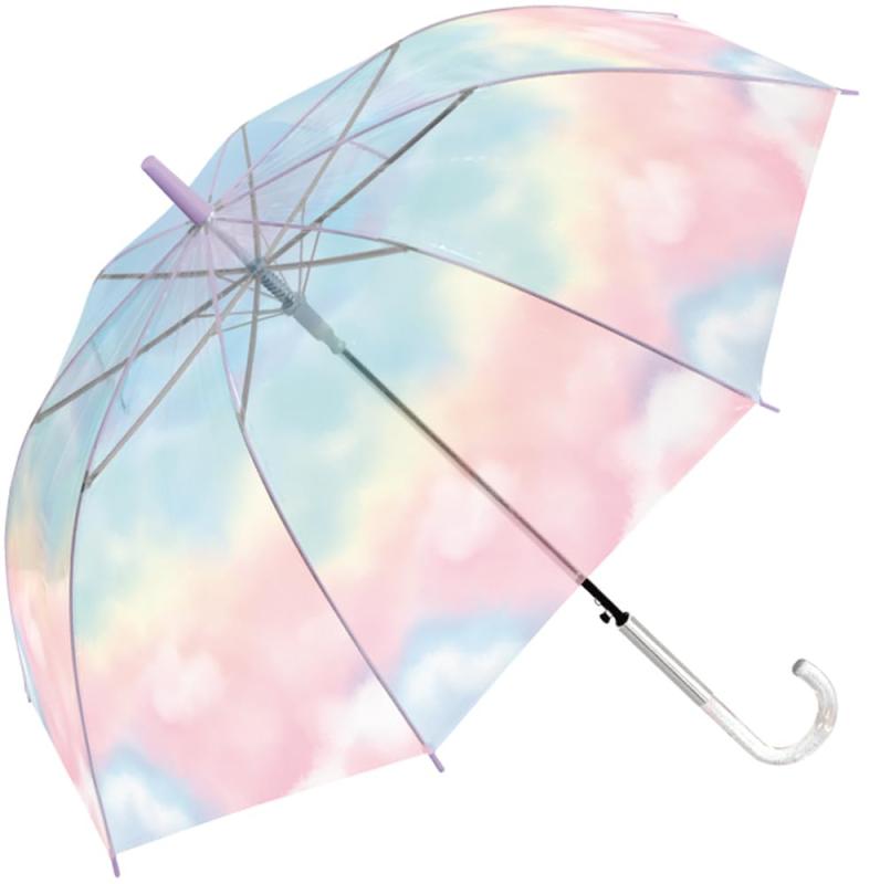 クラックス CRUX 長傘 60cm ビニール傘 ワンタッチ ジャンプ傘 アンブレラ グラスファイバー レディース おしゃれ 大きい ミルキートーン rainbow drop