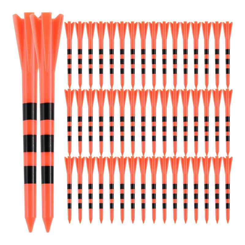 50本入り ゴルフ ロングティー ゴルフティー 83mm 目盛り付き 高さ調節可能 乗せやすい ストライプ柄 折れにくい ゴルフトレーニング用 ライン付きゴルフティー高さ調節可能：黒いストライプにガイドされて高さを調節できるゴルフティーは、...