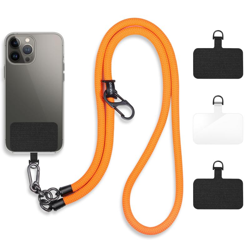 [UMIMO] スマホショルダー【ホルダー3枚・S型カラビナ付】 スマホストラップ アウトドア 携帯ストラップ 斜めがけ 肩掛け 首掛け 太め 落下防止 調節可能 全機種対応【スマホショルダー】 高品質でおしゃれなモバイルストラップ1本1本...