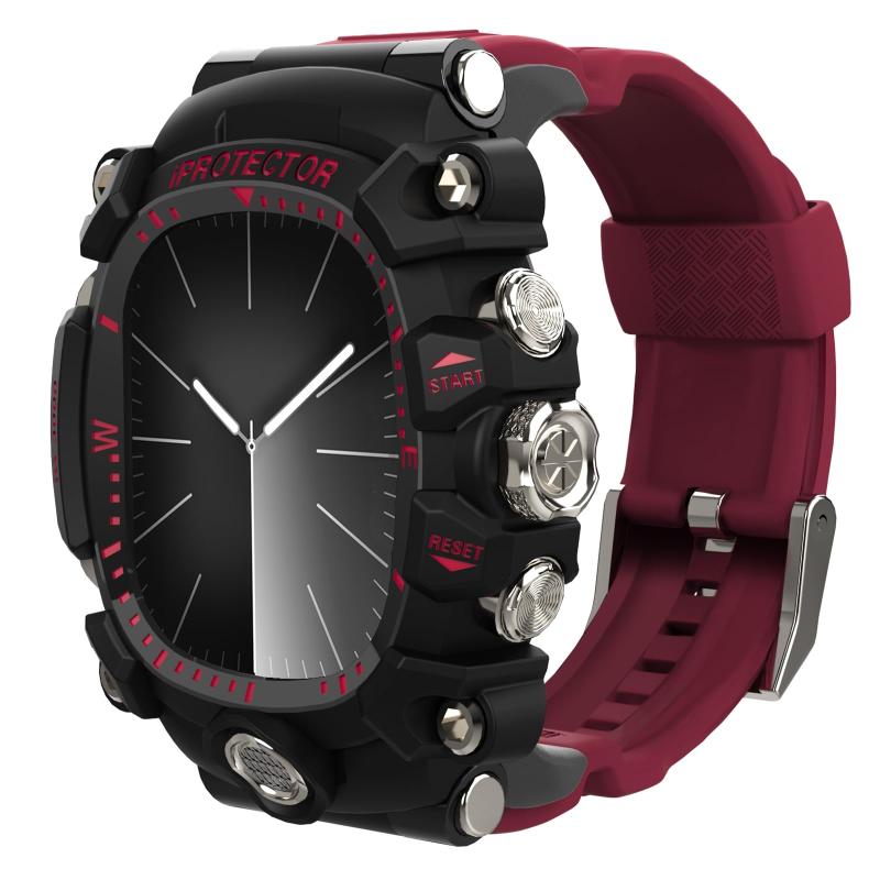 YiMingSun iG-3000 改良された時計ケース、Apple Watch 9 8 7 45mm 6 44mm メンズケース、保護カバー付き 丈夫なシリコンバンド保護ケース、メンズiWatch 6 5 4 SE 44mmに適合する丈夫...