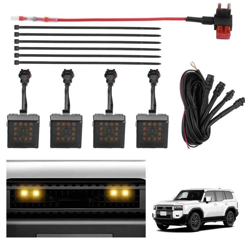 Cartist ランドクルーザー 250 フロントグリル 増設LEDランプ 車種専用 グリルランプ グリルライト グリルLEDライトキット デイライト 警告灯 フォグランプランプ スモークレンズ LAND CRUISER 250系Carti...