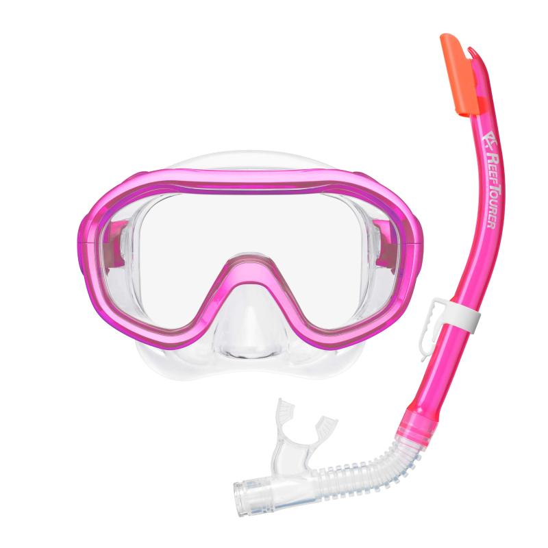 リーフツアラー(REEF TOURER) シュノーケリング シュノーケル マスク 子供用 2点セット シリコーン製 4-9才 簡単ストラップ調整 RC0210