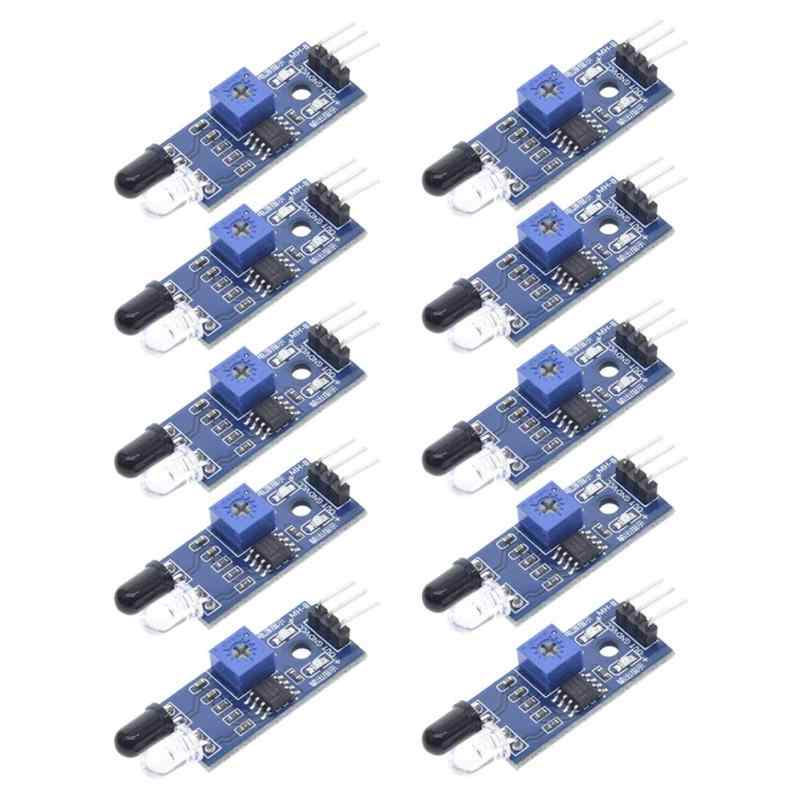 Ren He 10個セット IR赤外線 障害物回避 センサー モジュール LM393 コンパレータ 3線式反射 光電スイッチ スマート カー ロボット Arduino用モジュールは2cmから30cm、検出角度35°の距離を検出します。検出距...