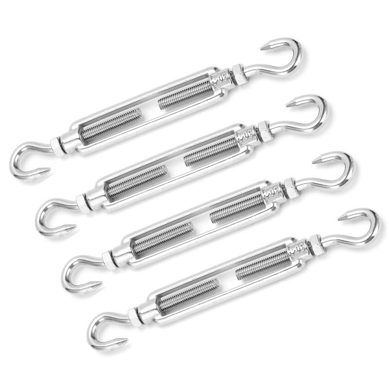 Labuduo ターンバックル、M6ステンレス鋼4個フックツーフックターンバックル屋外用这款挂钩双钩转扣可以调整至65毫米/2.6英寸的长度,调整也非常简单。这款转扣最大100千克/220.5磅的优异支撑力,确保安全可靠。优质304不锈钢防...