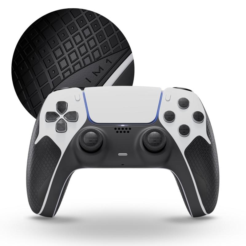 AIM1 PS5 コントローラー グリップ エッジ 滑り止め 0.6mm 極薄 ドライタイプ エンボス加工 グリップセット GRIP【極薄デザイン】 たった0.6mmの薄さという極薄デザインを採用。 これは自然なフィット感を追求した結果です...