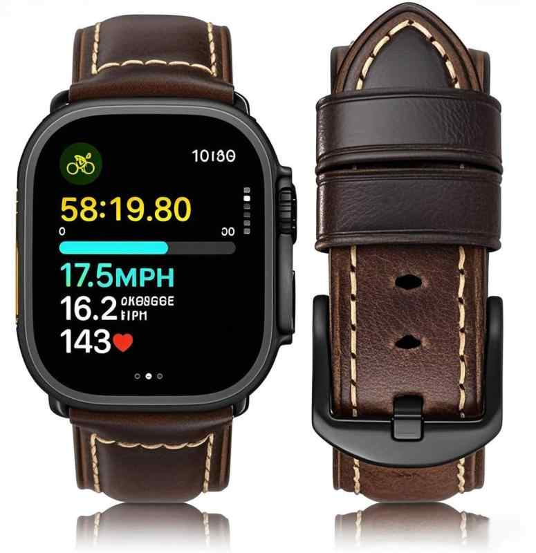 HUAFIY Apple Watch 用バンド42mm 44mm 45mm49mm 本革 交換ベルト Apple Watchシリーズ 8/7/6/5/4/3/2/1/SE,ultra対応