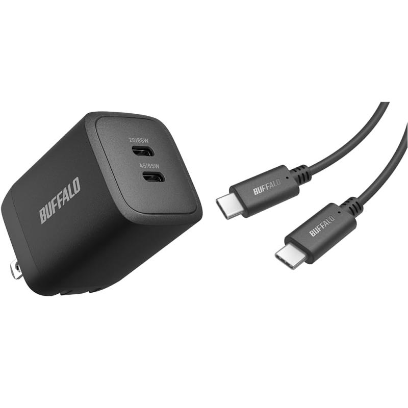 バッファロー 充電器 65W 2ポート Type-C BSACPD6505C2BK