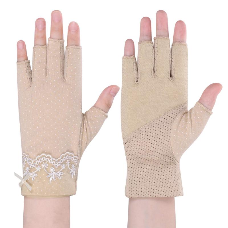 [ITODA] UVカット手袋 レディースグローブ 春夏 指なし手袋 薄い メッシュ素材 スマホ手袋 女性 ショート 日焼け手袋 おしゃれ 紫外線カット 滑り止め付 運転手袋 自転車 お出かけ スポーツ材質：綿、ポリエステル　サイズ：全長 ...
