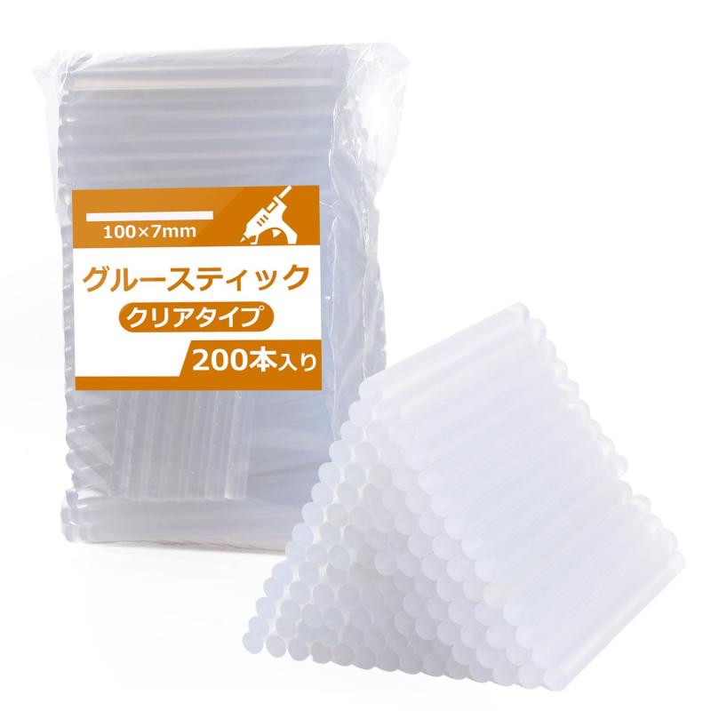 [WARAIKADO] グルーガン スティック グルースティック 透明 グルー [200本φ7mm*100mm] 大容量 クリア カラー のり ボンド シーリング 接着剤 木材 金属 ガラス 各種プラスチック【 大容量 】 直径7mmのグル...