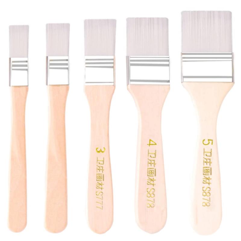 多用途刷毛 5サイズセット ペイント刷毛 ナイロンブラシ 木製ハンドル 変形にくい ペンキブラシ 掃除、家具の塗装、 水彩画 デザイン画 、落書き用筆、 バーベキュー塗料、塗装修理に最適