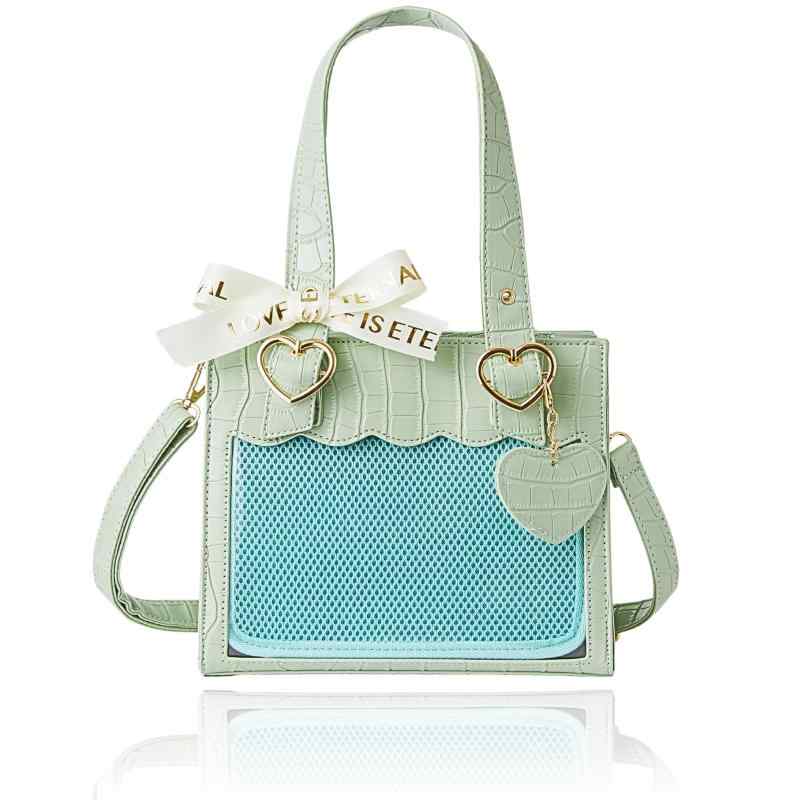 [VIVEL] 痛バッグ 小さめ ショルダー 痛バ ミニ 推し活バッグ 2WAY トート 可愛い レディース【透明ポケットで推しを綺麗に魅せる】前面のクリア窓は痛バッグ透明仕様。刺さないシートで穴を開けずに缶バッジ・アクスタを固定でき、痛バ...