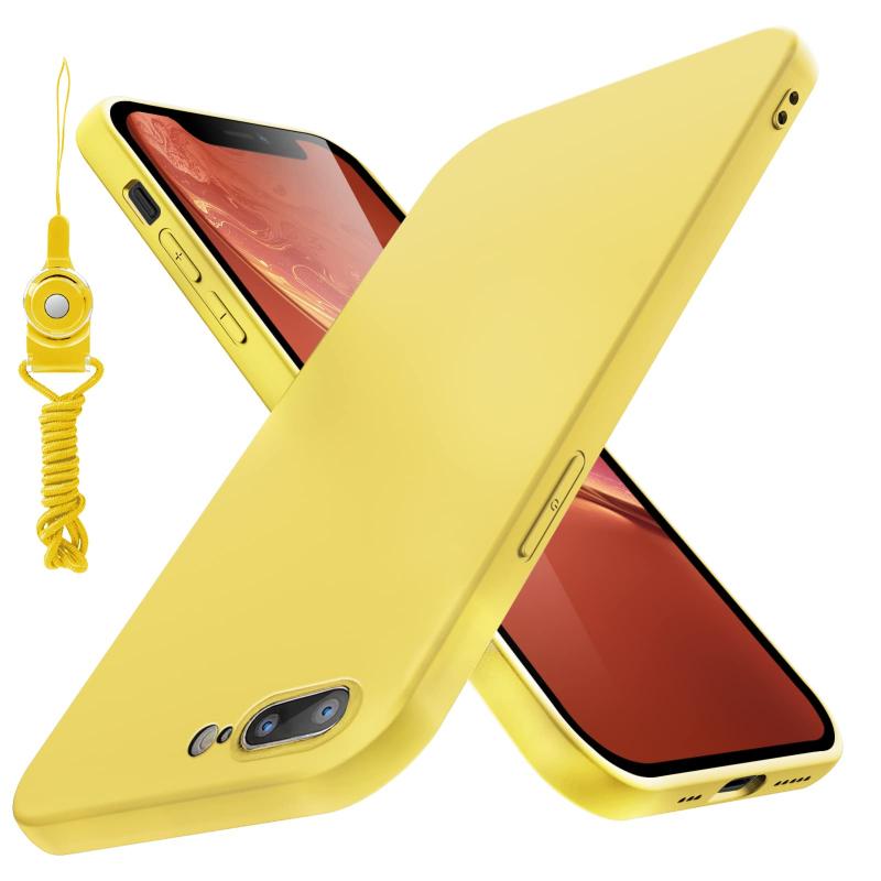 TLOMPLO 対応 iphone8 plus/7 plus 用の ケース シリコン 薄型 スリム 磨り表面 指紋防止カバー 柔らかい裏地 アイフォン8 plus ケース耐衝撃 カバー ネックストラップ米軍MIL規格 ワイヤレス充電対応【対...