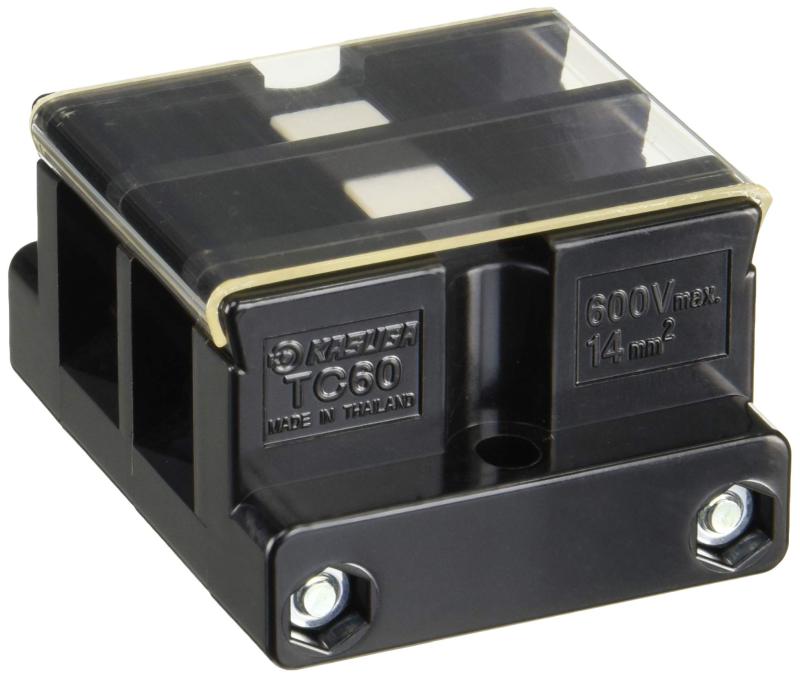 春日電機 組端子台 標準形 (セルフアップ) 極数2 TC60C02サイズ:長さ×幅×高さ(mm):64×53×35 質量(g):125定格:600V-70A極数:2端子ねじM5 / 商用周波耐電圧:2500V 1分間 / インパルス耐電圧...