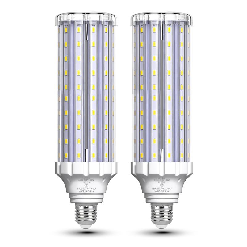 Luxvista LED電球 E26口金 45W トウモロコシ型 LEDコーンライト 作業用灯400W相当 水銀灯 led 代替 屋内外兼用 超高輝度 ガレージライト昼光色6500K (2個セットAC85-265V)led 作業灯様々な場所...