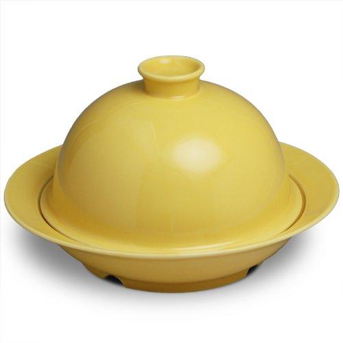有田焼 レンジ専用 蒸すクック (有田焼 黄釉)メタボメーカー型番:ama-716211サイズ:(皿)幅19.5×奥行17.9×高さ4.3cm(蓋)φ15.5×高さ8.5cm本体重量:約700g素材・材質:磁器原産国:日本