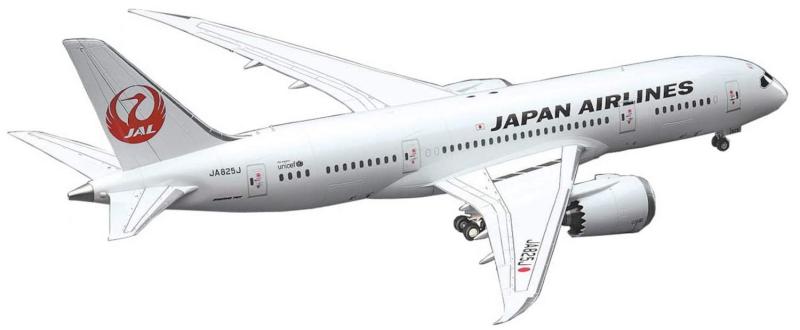 ハセガワ 1/200 日本航空 B787-8 プラモデル 17組み立て、塗装が必要なプラモデル。別途、工具、塗料等が必要。