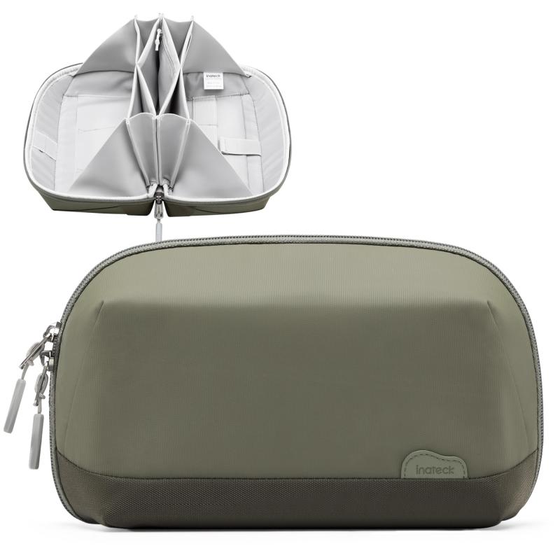 Inateck-ガジェットポーチ-180°開口デザイントラベルポーチ-PC周辺小物用収納【優れた保護性】表面生地は撥水加工の1200Dポリエステルを採用して、内側は柔らかいライクラで構造されて、液体からデバイスを守るとともに、衝撃、ほこり、...