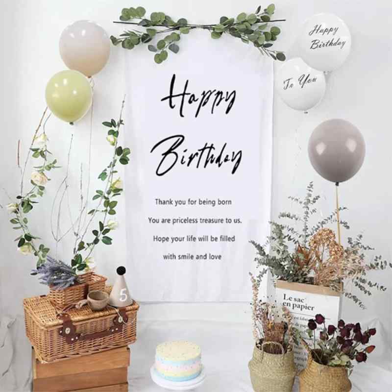 ZEZYXUFM 誕生日 飾り付け シンプル おしゃれ 韓式 诞生日 タペストリー 誕生日 Happy Birthday 風船 マカロン 肌色 バルーン 風船セット男の子と女の子の大人に適しています 誕生日のお祝いの雰