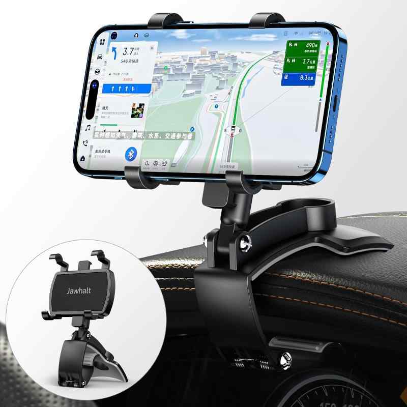 Jawhalt スマホ車載ホルダー クリップ式 カーマウント ダッシュボード・デスクにも適用 スマホスタンド 着脱簡単複数の目的のための1つのホルダー もっと便利 車のダッシュボードで使用することができます、サンバイザー、バックミラー。36...