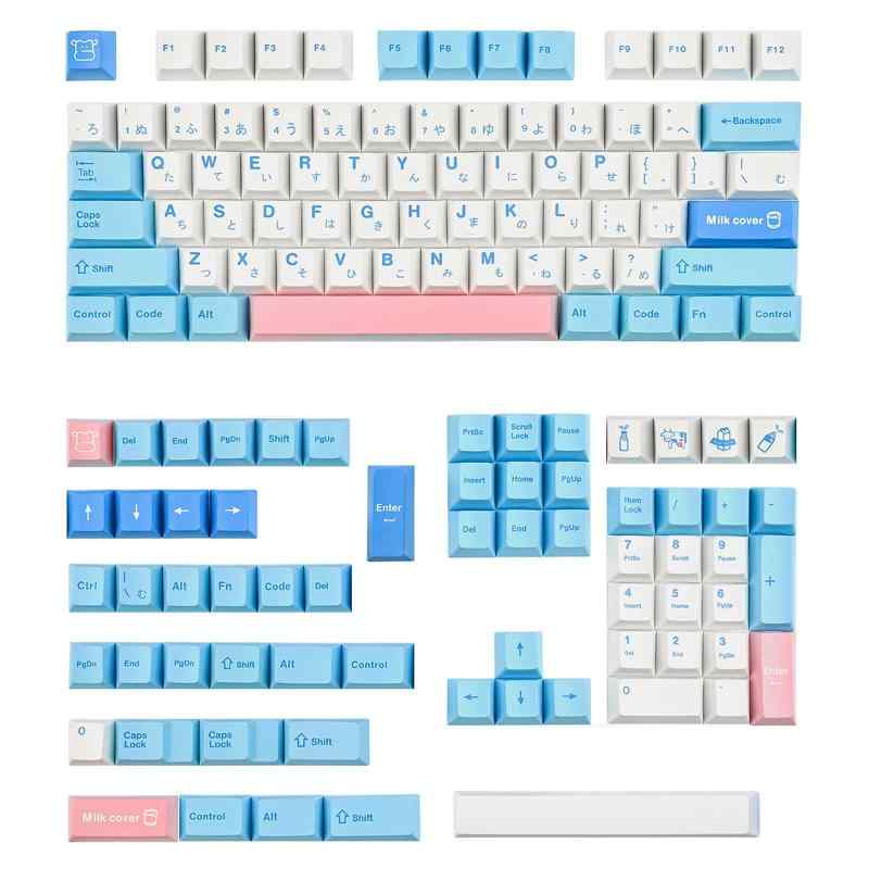 Cherry MX141個、PBTキーキャップセット 60% Dye-Sub Mx Switch メカニカルキーボード (ミルクキャップ)✅ 【幅広く対応】-141 授乳キャップチェリーキーキャップ 61/87/104/108/64/98/...