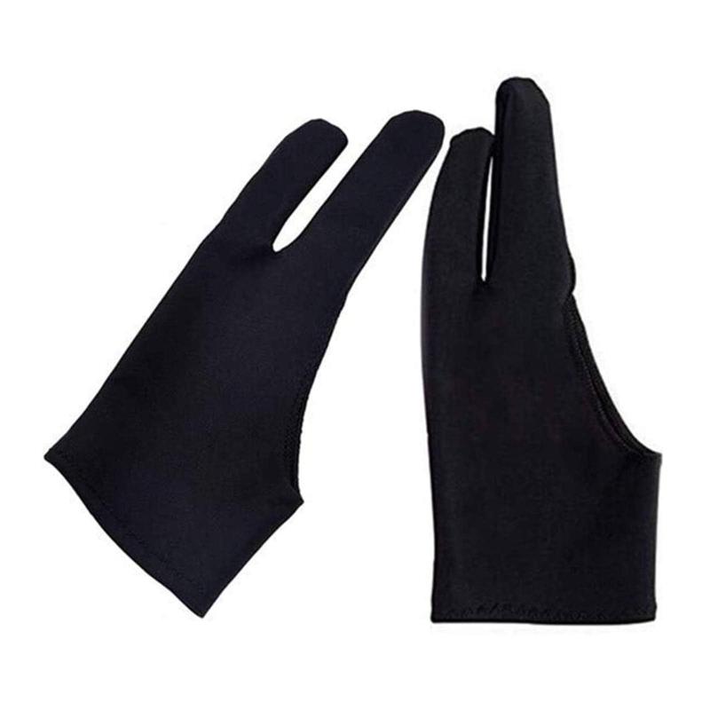 二本指 グローブ 2枚入り 防汚 通気性 超軽量 快適 ライクラ繊維 グローブ タブレット お絵描き手袋 液晶ペン タブレット用 対応 左利き 右利き 便利 通用 フリーサイズ 男女兼用 ブラック✔【サイズ】：約20cm×約8cm フリーサ...