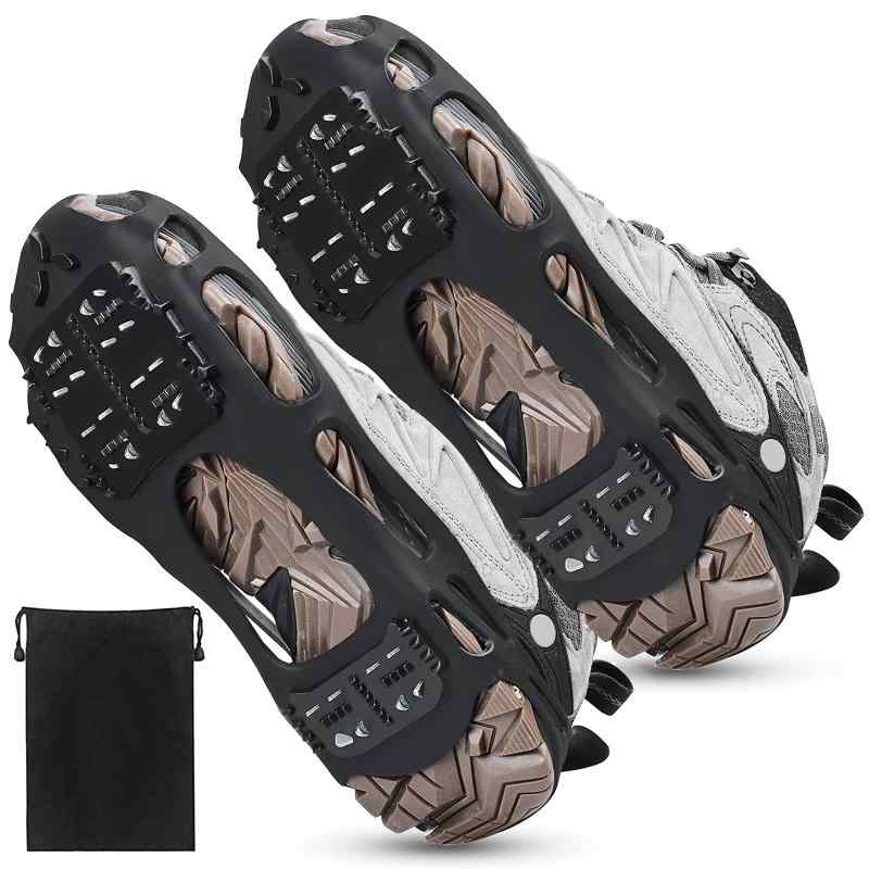 SILANON 靴 雪 滑り止め アイゼン スパイク 軽量 男女兼用 キッズ 24本爪 靴底用滑り止め 安全装着 防滑力 ベルト付き 雪道 散歩 釣り用アイゼン 簡易スパイク【優良材質・四サイズ】：爪はステンレス鋼製で、ストラップにはゴムコ...