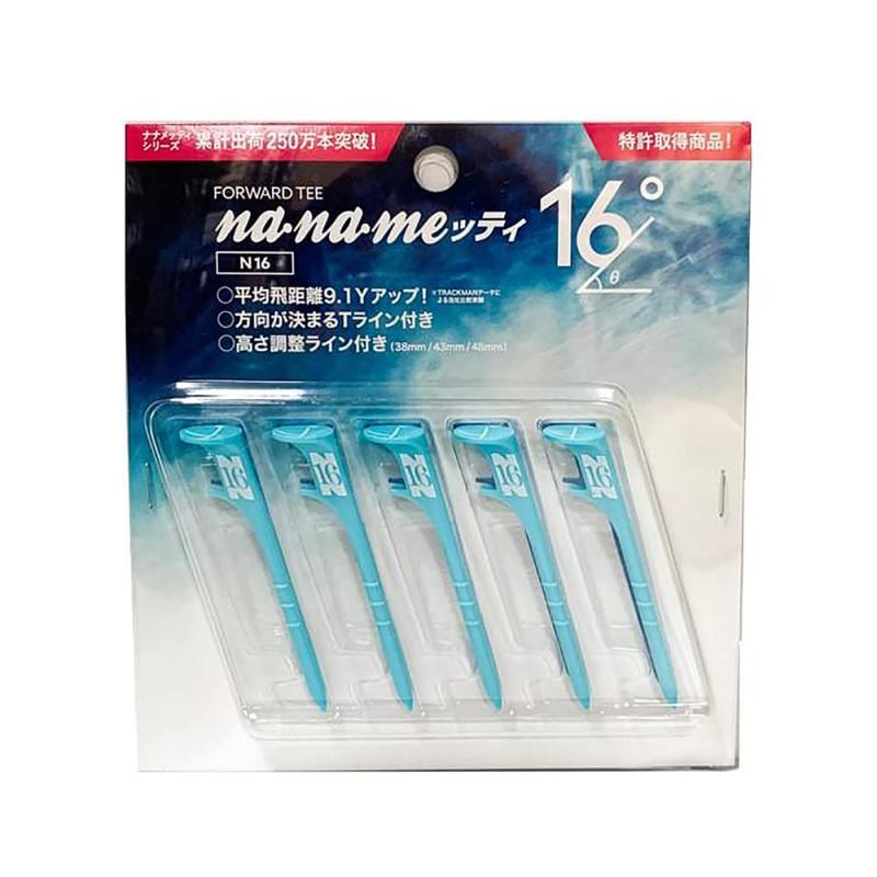 NANAMEtee(ナナメッティ) ゴルフティー nanameッティ16°ブルー 5本入り前傾角度16度●平均飛距離9.1Yアップ●方向が決まるTライン付き●高さ調整ライン付き(38mm/43mm/48mm)