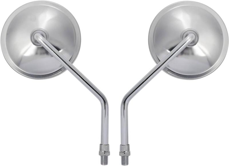 (nakira) 旧車定番 バイク ミラー 10mm メッキ ショート W650 CB400F GS400 CB500 CB550FOUR GL500 GL400 nkr243【抜群の視認性とデザイン性】 丸型デザインとショートアームの組み...