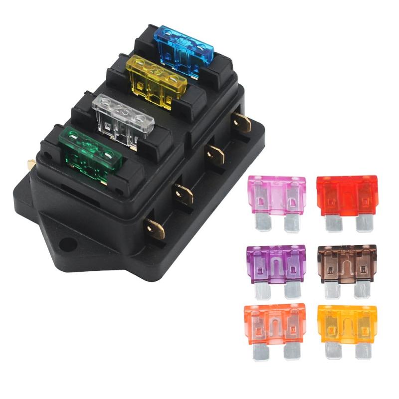 Gebildet 6-drożny uniwersalny samochodowy standardowy uchwyt bezpieczników (pasuje do 1~40 AMP), z 10 bezpiecznikami noż...