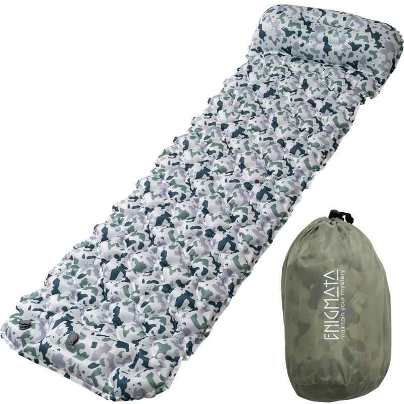 ENIGMATA エアーマット キャンプマット アウトドア 車中泊 マット キャンプ用品 軽量 780g 足踏み式 枕付き コンパクト 携帯便利 防水 防潮 防災用 登山 お花見 ピクニック 海水浴 収納袋付き