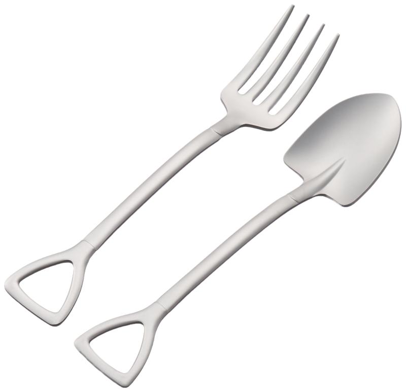 eve-mode The country story スコップ型シャベルスプーン&amp;フォーク 中 ステンレス つや消し仕上げ ブラスト 2本組スプーン:全長144mm 幅32mm 高さ18mm フォーク:全長146mm 幅25mm 高...