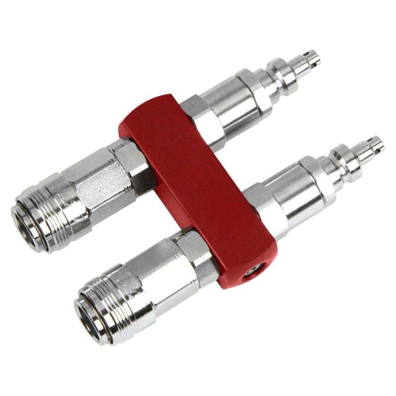 SK11(エスケー11) ハイフレンド 建築用高圧コンプレッサー 連結効率化分岐継ぎ手 2連結・分岐 HF-2P2S最高使用圧力:2.5MPaソケット:建築用高圧ワンタッチソケット、プラグ:建築用高圧プラグ1次側プラグ(入力):2か所、2次...