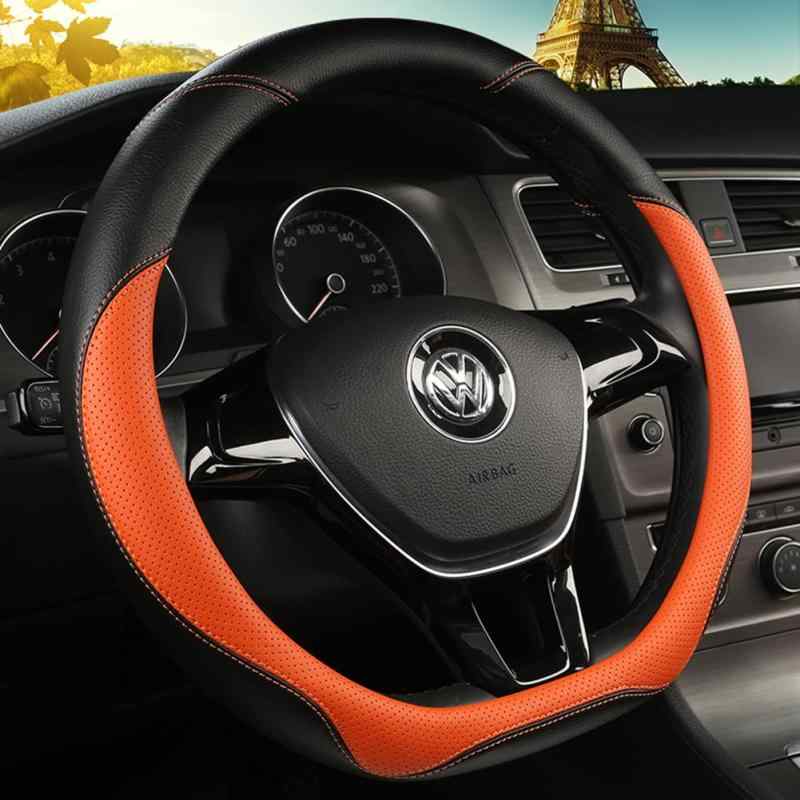 TATACLEA 車用 ハンドルカバー 軽自動車 本革 ステアリングカバー D型 38cm 滑りにくい 耐久 グリップ感上等 四季汎用 おしゃれ 握り心地よい ステアリングカバー 滑り止めゴム内輪【製品仕様】サイズ：直径38cm 適応サイズ...