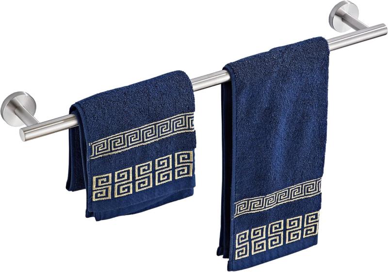 YUET タオルラック60 CM糸引き手ぬぐいラックバー浴室ラックキッチン食器ハンガー304ステンレスRUSTPROOF壁掛け24インチシルバー防錆：YUETハンドタオルスタンドは304型の良質なステンレス製で、腐食やさびを防ぎ、浴室やキッ...