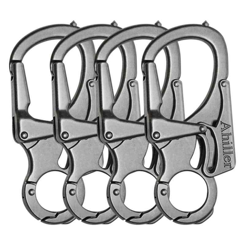 [Ahiller] 8cm カラビナ キーホルダー クリップ - 頑丈な合金 ダブルロック設計 タングステン鋼スパイク - キャンプ ハイキング 釣り アウトドアサバイバル 車用 小型 キーリング