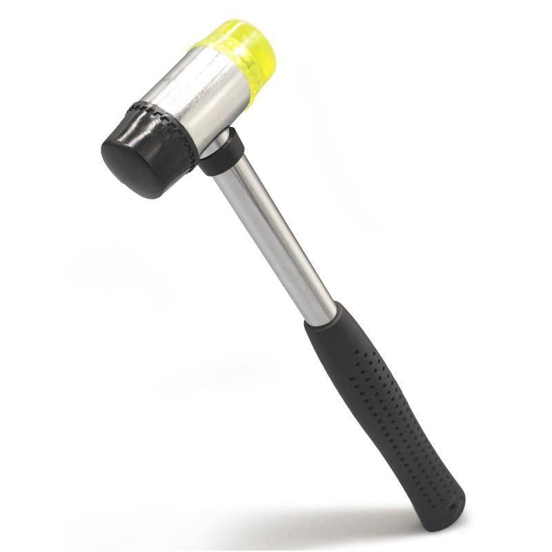 KAIHAOWIN 245mm ゴムハンマー プラスチックハンマー コンビネーションハンマー 2WAYハンマー 滑り止め パイプ柄 修復 工具 コンビハンマーラバーマレットハンマーの特徴:デュアルヘッドプラスチックとラバーハンマーは、青と黄...