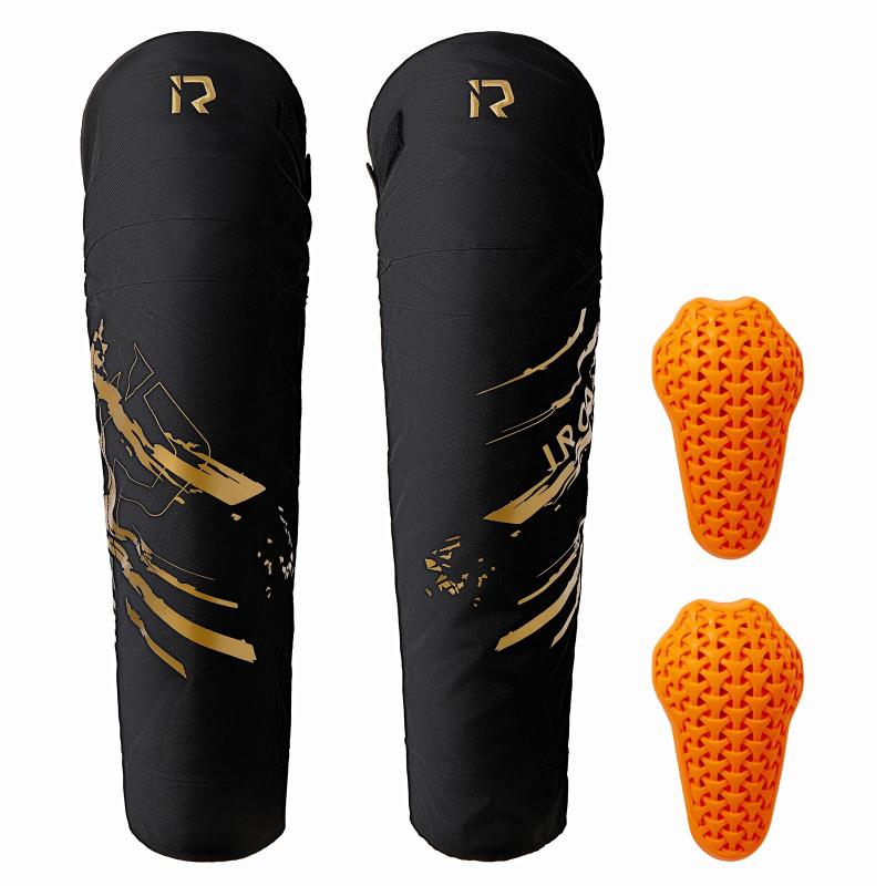 IRON JIA'S レッグウォーマー バイク レッグカバー 防寒 防風 保温 CE(レベル2) プロテクター付き ニーウォーマー 左右セット 膝サポーター 膝プロテクター バイク 自転車 汎用 裏起毛 メンズ レ