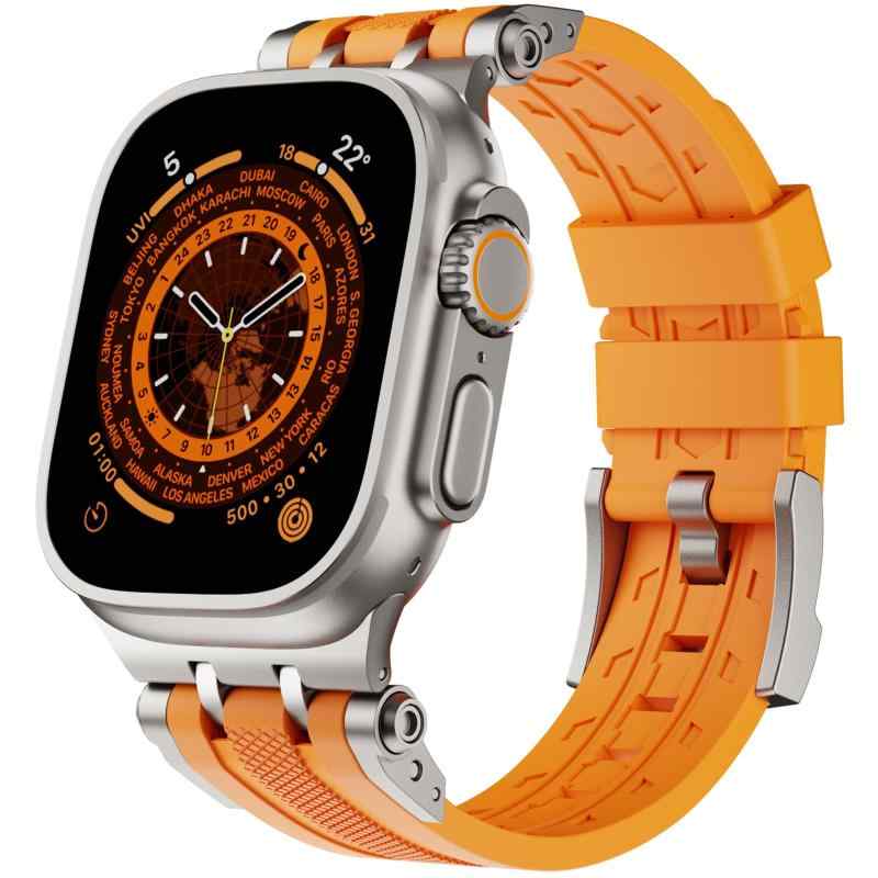 BinGeLi アップルウォッチ バンド 49mm 46mm 45mm 44mm 42mm FOR Apple Watch バンド スポーツ フッ素ゴム 交換用 ベルト 耐衝撃 防水 防汗メンズ Watch Ultra2/Ultra Ser...