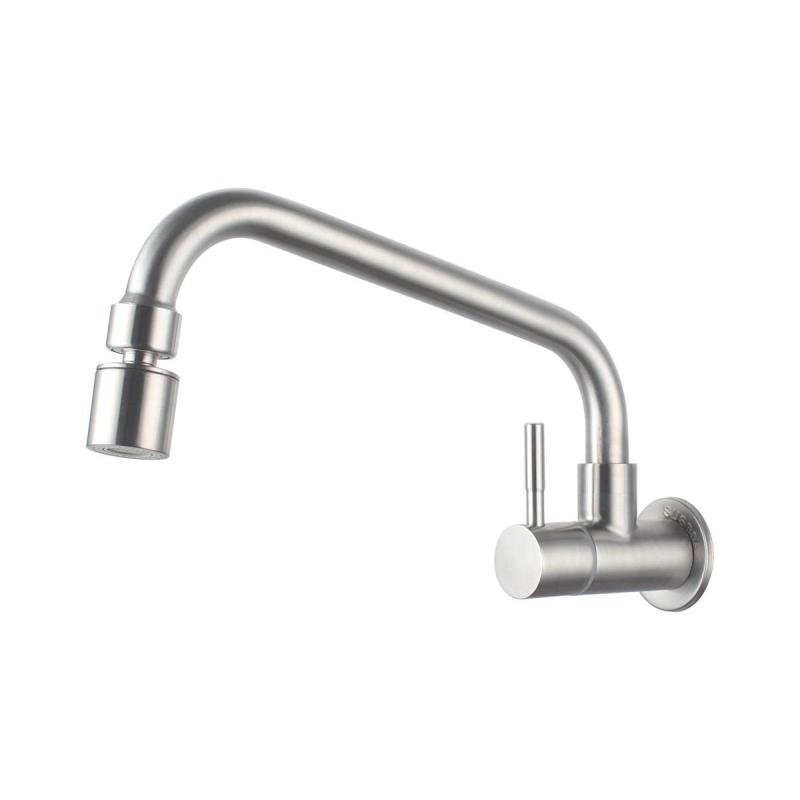 UMANYI キッチン蛇口 キッチン用水栓 洗面蛇口 シングルレバー 単水栓 横水栓 節水 360度回転 泡沫 壁付け ステンレス製 SSDL06FT単水栓、色々の場所に使えます：キッチン、洗面所、浴室、トイレ、庭、ガーデン素材：304ステ...