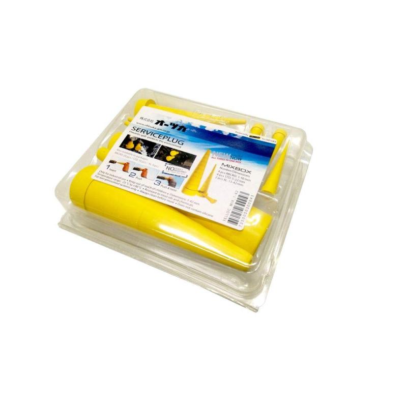 Caplugs イエロック(Yelloc) 油類・化学物質配管用止め栓 ミックスボックス(MixBox)マイクロ(1mm～10mm用) 4個入りスタンダード(5mm～22mm用) 4個入りエックスエル(13mm～42mm用) 2個入り