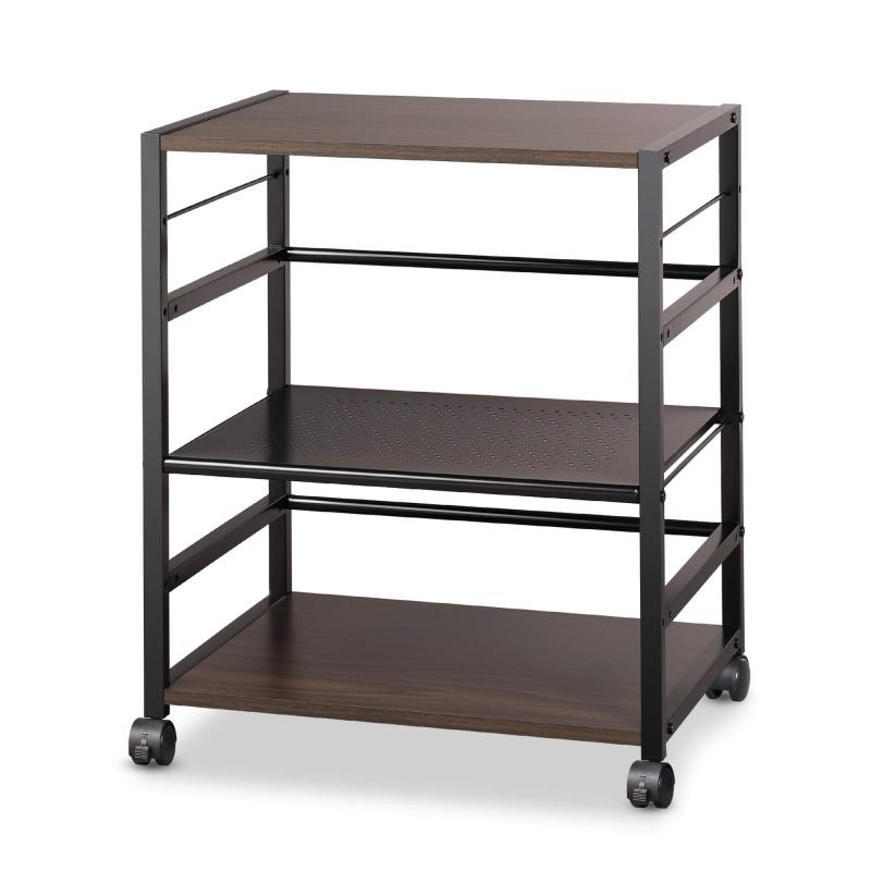 DEVAISE プリンター台 キャスター付き サイドワゴン デスクワゴン プリンターラック デスク下収納 移動便利 幅52 奥行40 高さ63cm デスク下 収納 棚 木製 袖机 スリム オフィスワゴン広い天板は10-30Kgの耐荷重あり、...