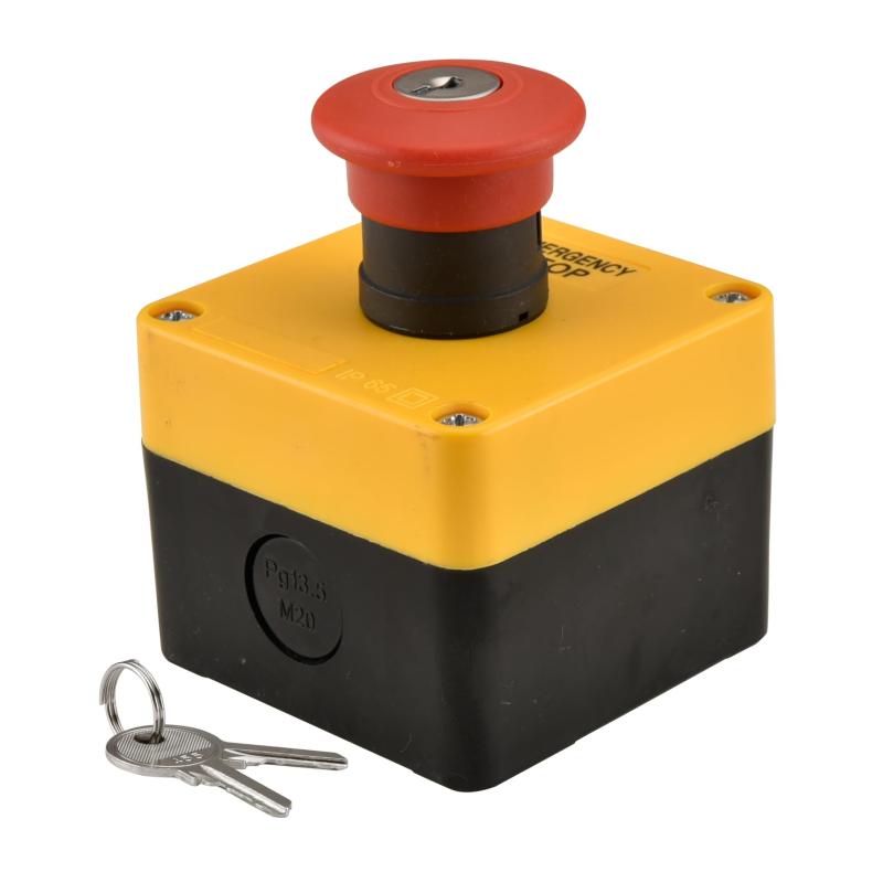 Heschen 赤色サイン非常停止スイッチ, 押しボタンスイッチ, ラッチング, 1NO 1NC, 660V 10A, 箱付製品名: 非常停止スイッチ、型式：ZB2-BE102C電圧: AC660V、電流: 10Aオーバーサイズ: 66×6...