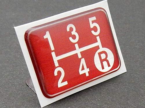 Tuningfan シフトパターン エンブレム レッド 5速MT車用 赤 SPE-R501Tuningfan　シフトパターン エンブレム　RED（赤）　5MT 車用ベース地ヘアライン ＋ クリアドーム加工　サイズ：縦16mm 横22mm 厚...