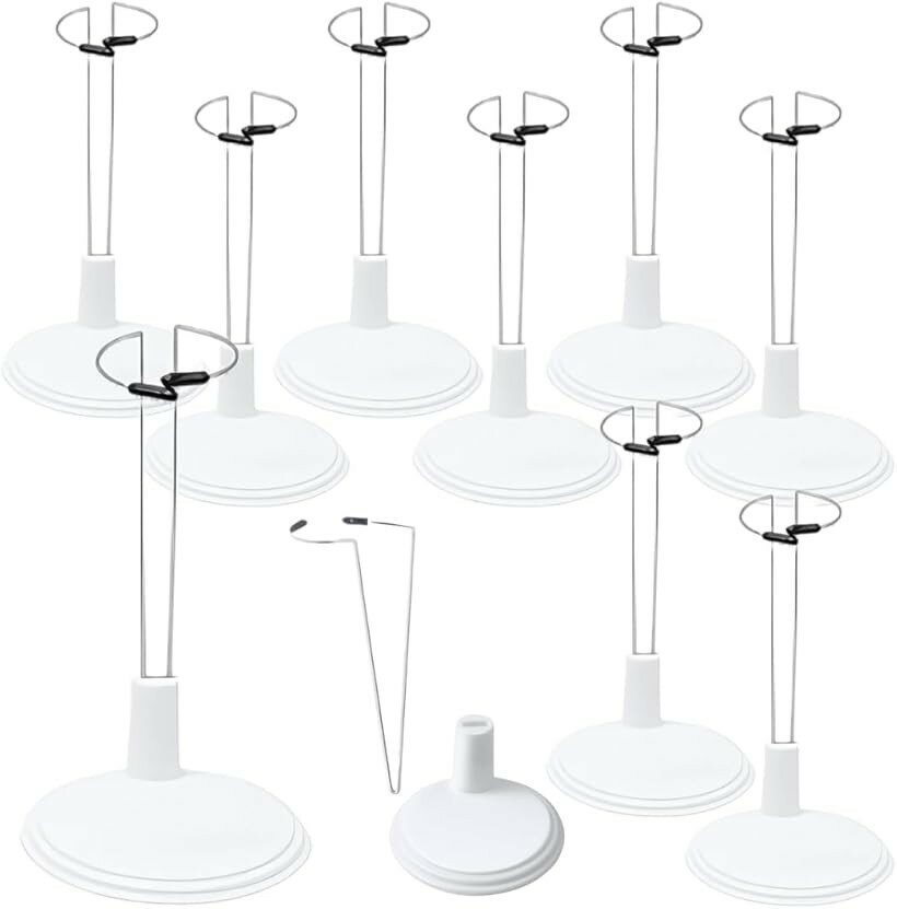 「大切なコレクションを劇的に魅せる」あなたのコレクションを、より美しく、よりスタイリッシュに展示しませんか？このドールスタンド10個セットは、軽量かつ丈夫な高品質素材を使用。ステンレス製のアームと安定感のある台座は、大切なフィギュアやプラモ...