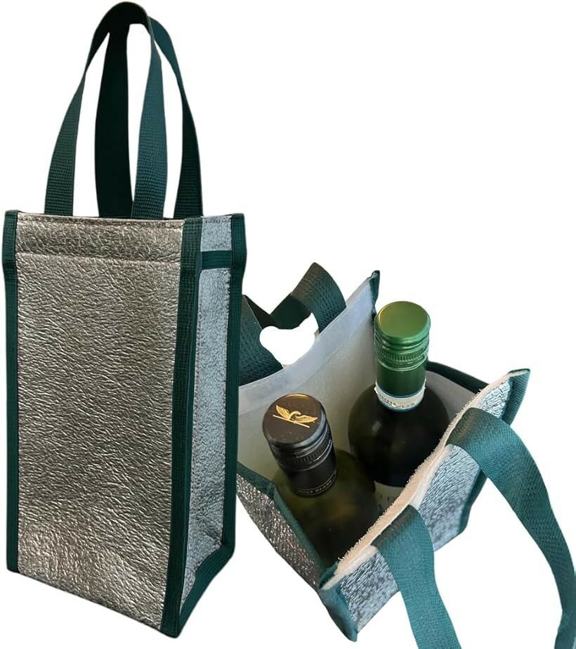 断熱性能：アルミ素材を使用し、保冷剤との併用が効果的です。持ち運び性：軽量で安定した不織布の持ち手により、ボトルを安全かつ快適に持ち運べます収納サイズ：標準的な750mlワインが2本入ります。保護機能：クッション製のある素材でボトルを衝撃か...