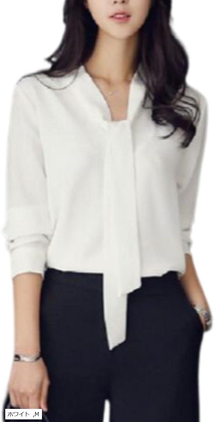 「ボウタイブラウス」 襟元のタイはボウタイスタイルで大人シャープなハンサムコーデに、リボン結びでキュートに可愛いフェミニンコーデに、ブローチなどあしらってエレガントコーデに、お好みのアレンジでコーデ幅が広がるブラウスです。上品なデザインと滑...