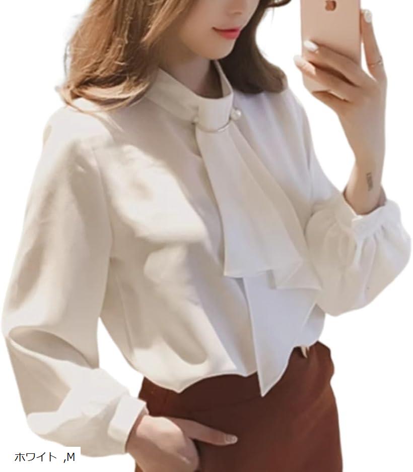 「エレガントブラウス」 上品な光沢感のあるレーヨン生地を使用したリボンタイ付き長袖シャツです。ふんわり柔らかな肌触りと襟ぐりのリボンがフェミニンな印象のおしゃれアイテムです。エレガントで洗練されたブラウスです。ネクタイは調節して着用できる便...