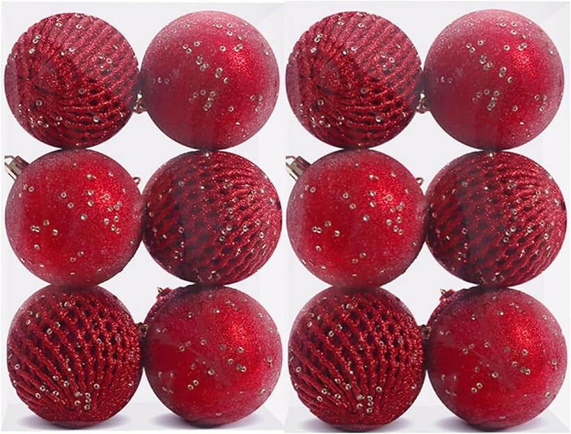 鮮やかな赤色の8cmサイズのキラキラしたクリスマスボール12個セットは、クリスマスツリーの装飾を一段と華やかに演出します。各ボールは精巧に作られており、光を反射するシークインでデザインされています。クリスマスツリーはもちろん、リースやガーラ...