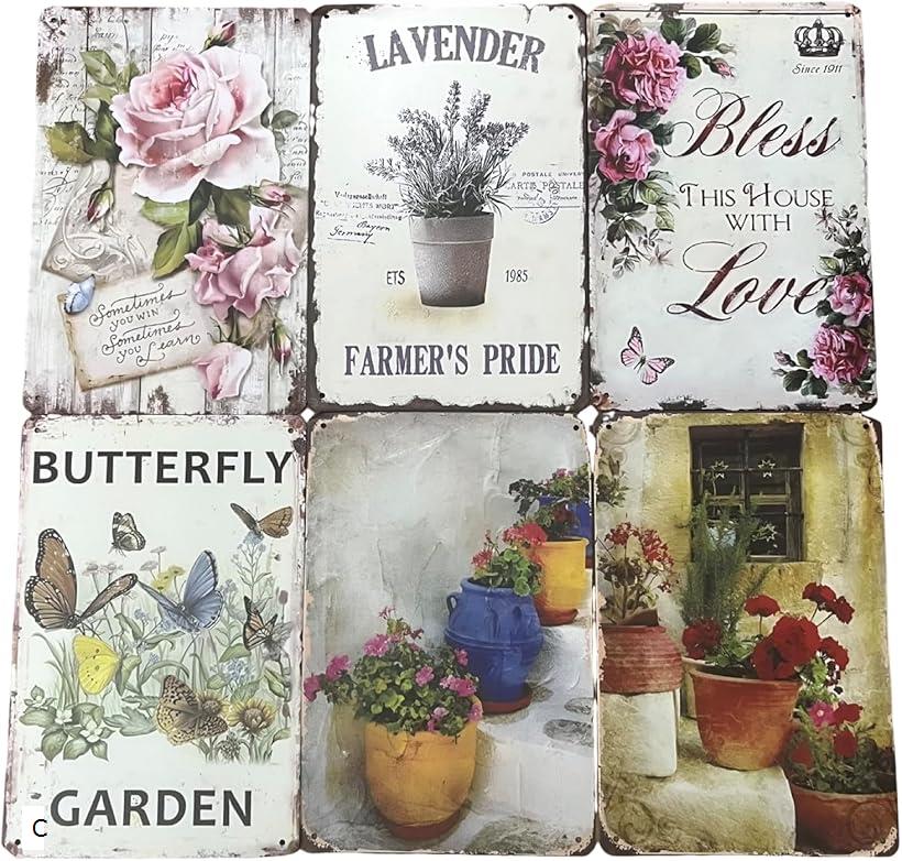 飾るだけでアンティーク＆レトロ感あふれるインテリアに見せてくれる、ブリキ素材看板セットです。壁に立て掛けても固定しても飾ることができるプレート。さまざまなデザインのものをセットにしています。プレートの四隅に穴が開いているのでビスなどで留める...